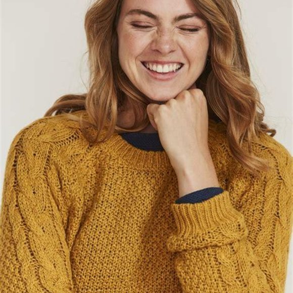 Fat Face | Tops | Fat Face Womens Bea Mustard Cable Knit Sweater Uk 2 ...